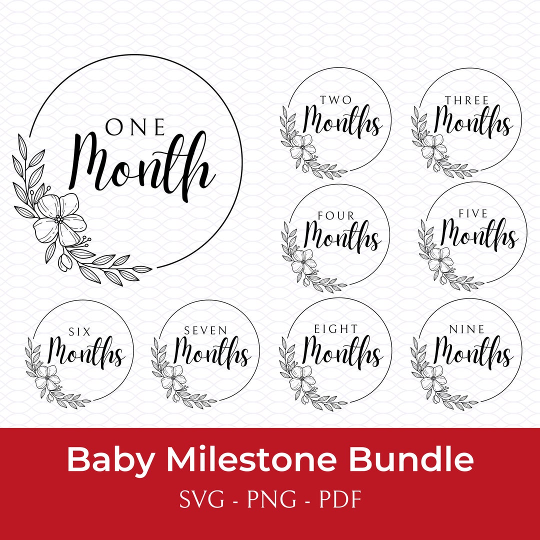 Baby Milestone Rounds and Rectangles SVG Png Pdf Baby Announcement ...