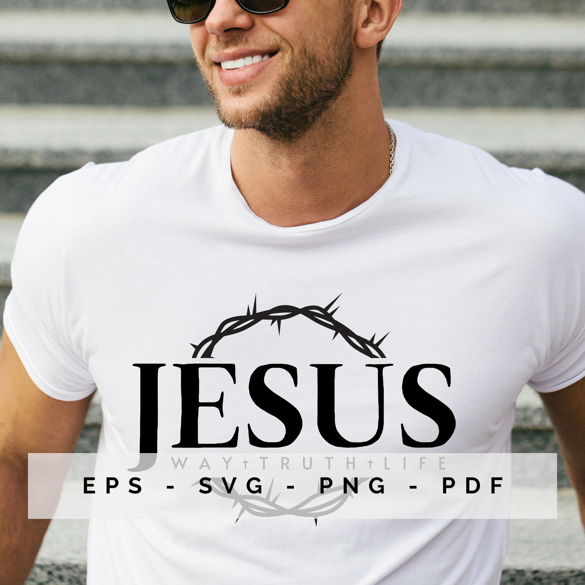 Jesus the Way the Truth the Life Svg Crown Thorns Christian Men T Shirt ...