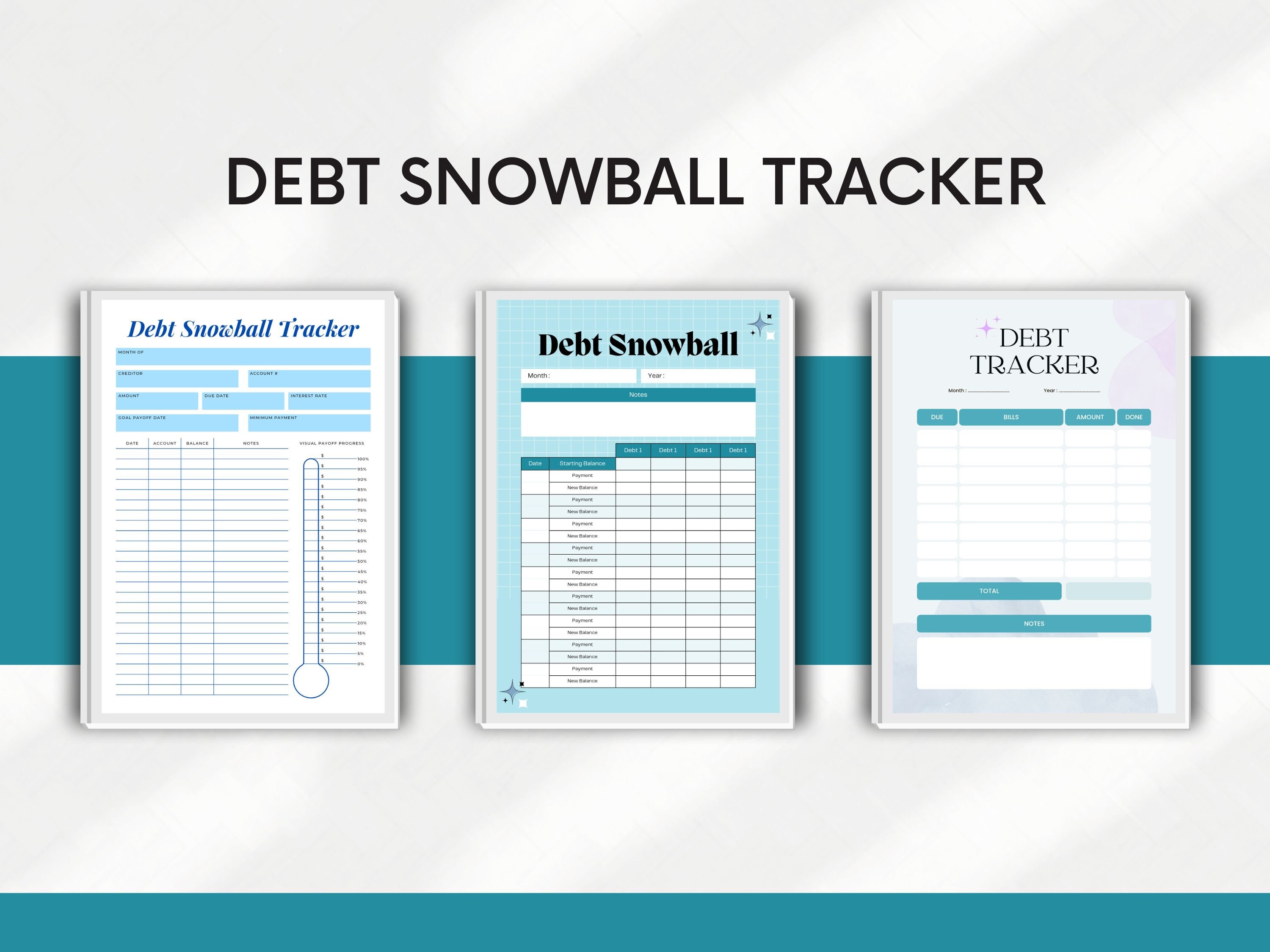 Debt Tracker, Debt Snowball Tracker, Debt Payoff, Payment Tracker, Debt ...