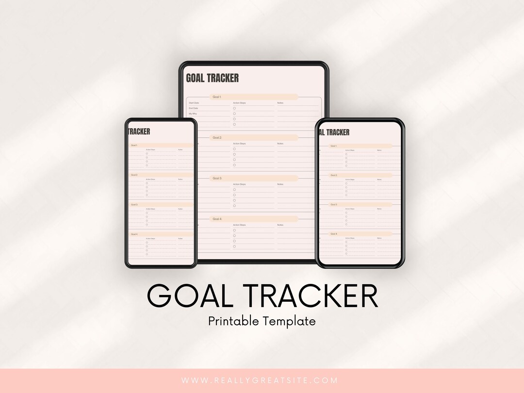 Minimalist Goal Tracker, Goal Planner, Daily Goals. Printable Template ...