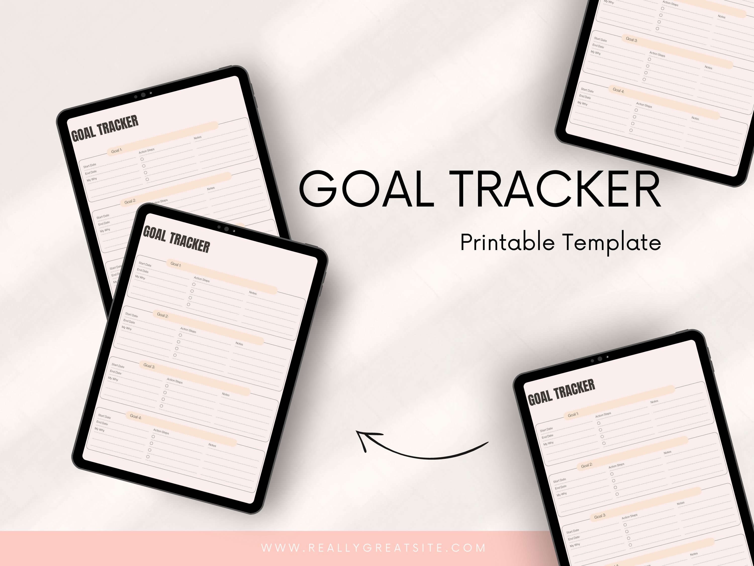 Minimalist Goal Tracker, Goal Planner, Daily Goals. Printable Template ...