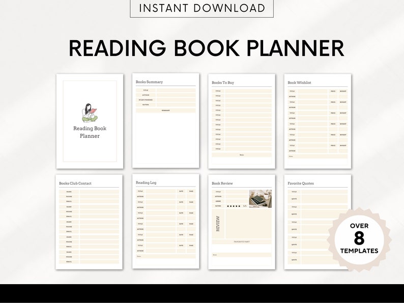 Reading Planner, Book Review, Reading Log, Reading Notes, Printable ...