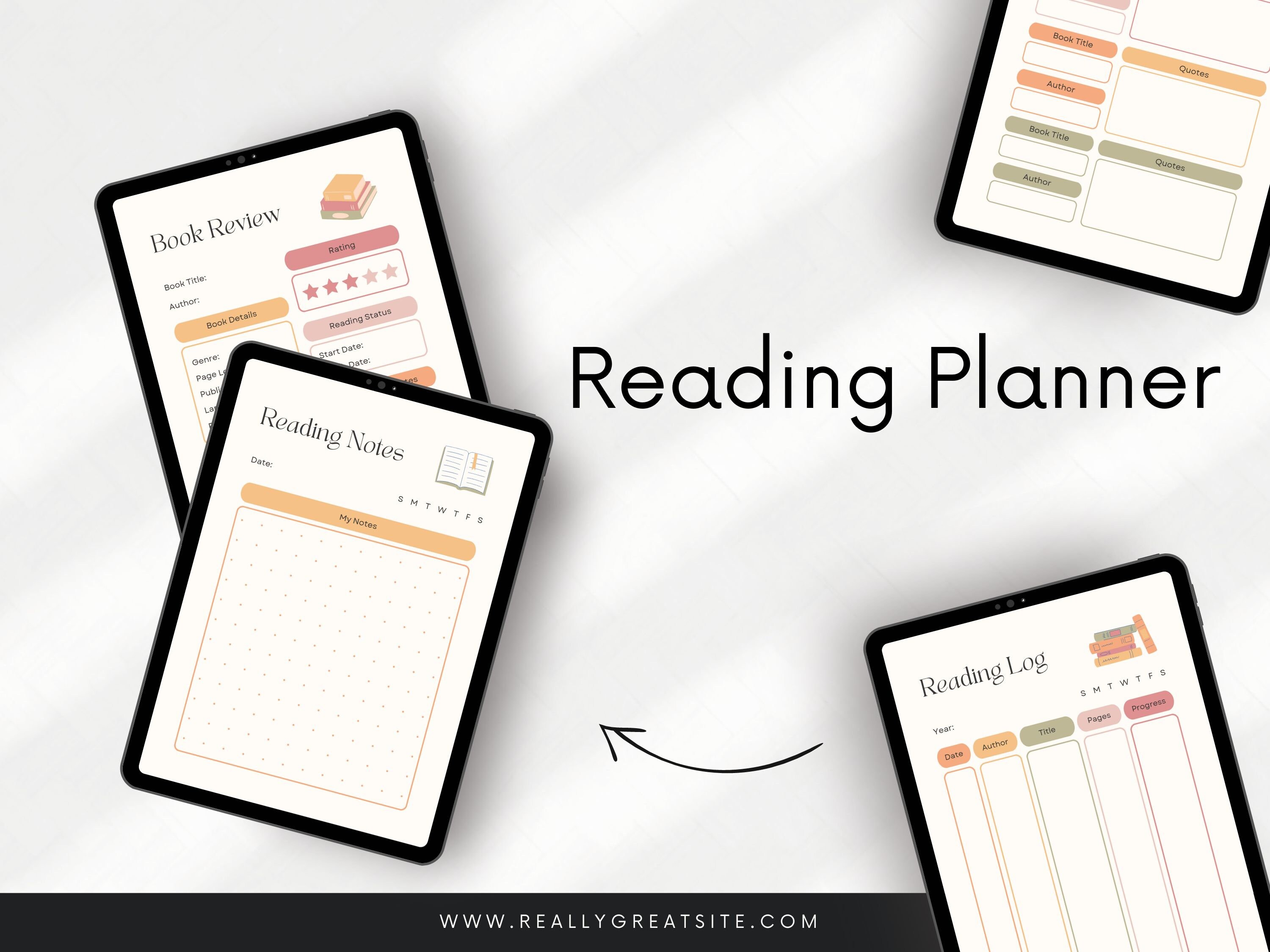 Reading Planner, Book Review, Reading Log, Reading Notes, Printable ...