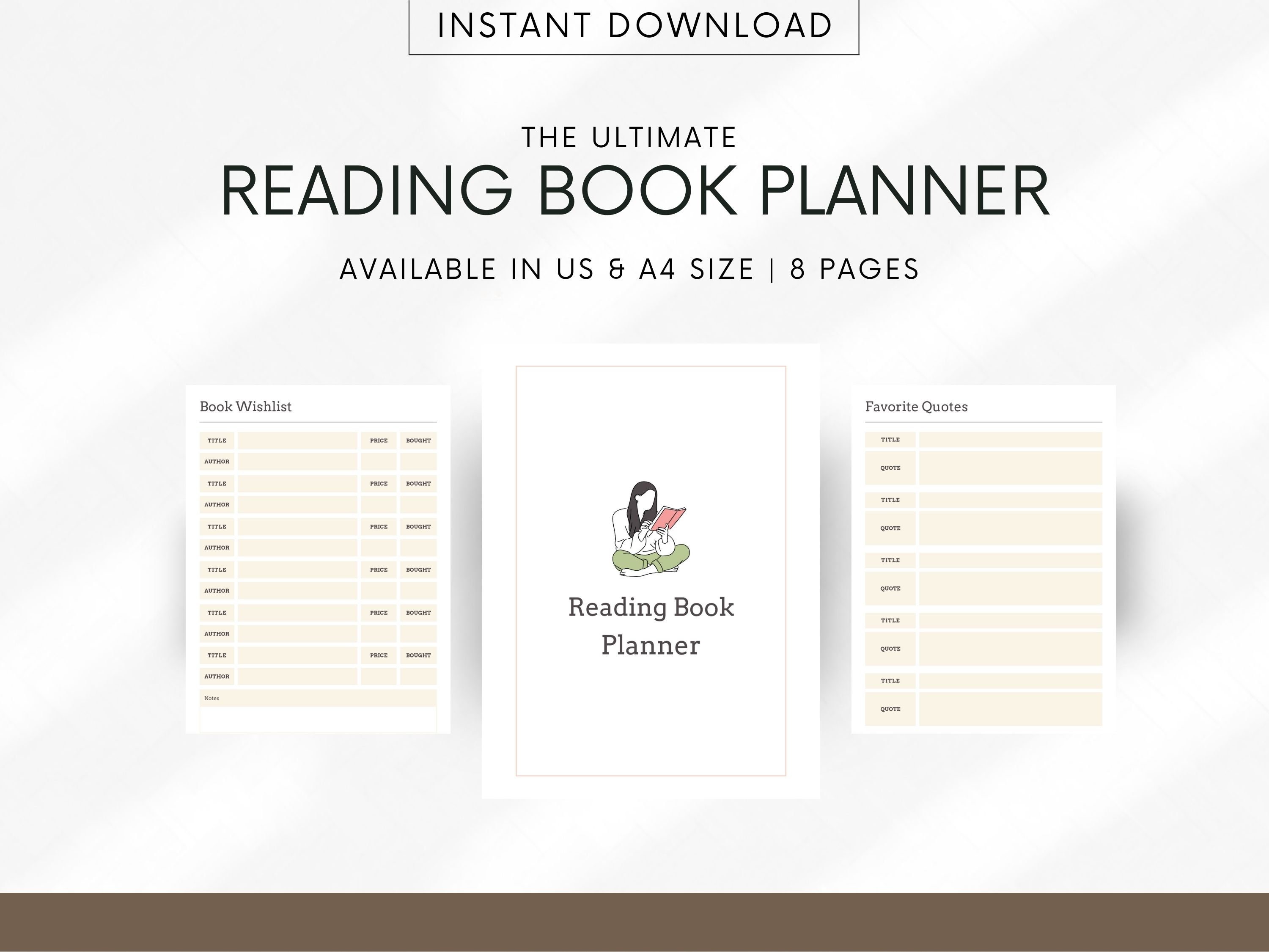 Reading Planner, Book Review, Reading Log, Reading Notes, Printable ...