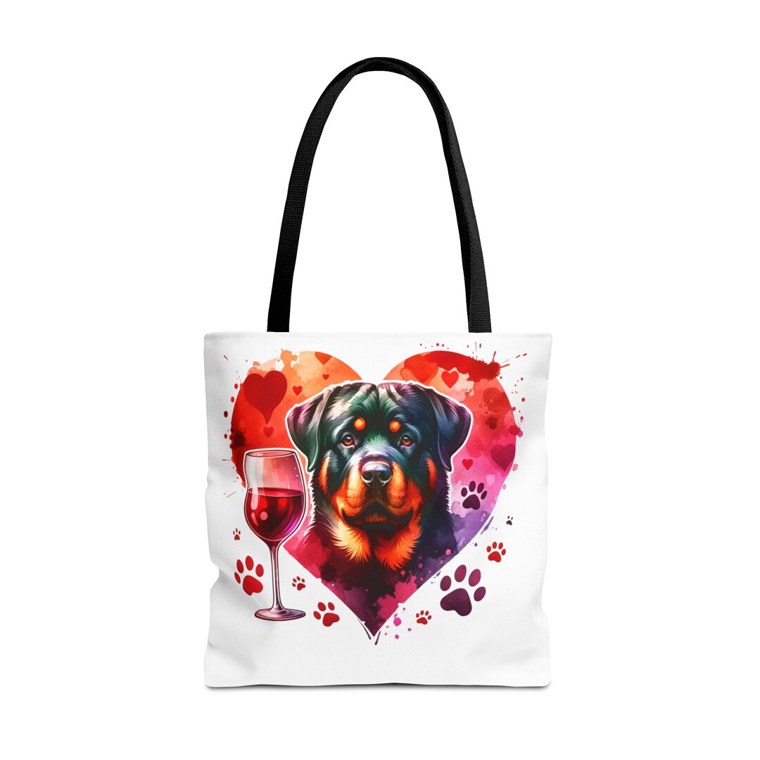 Personalized Rottweiler Dog Wine Tote Bag, Rottweiler-themed Wine ...