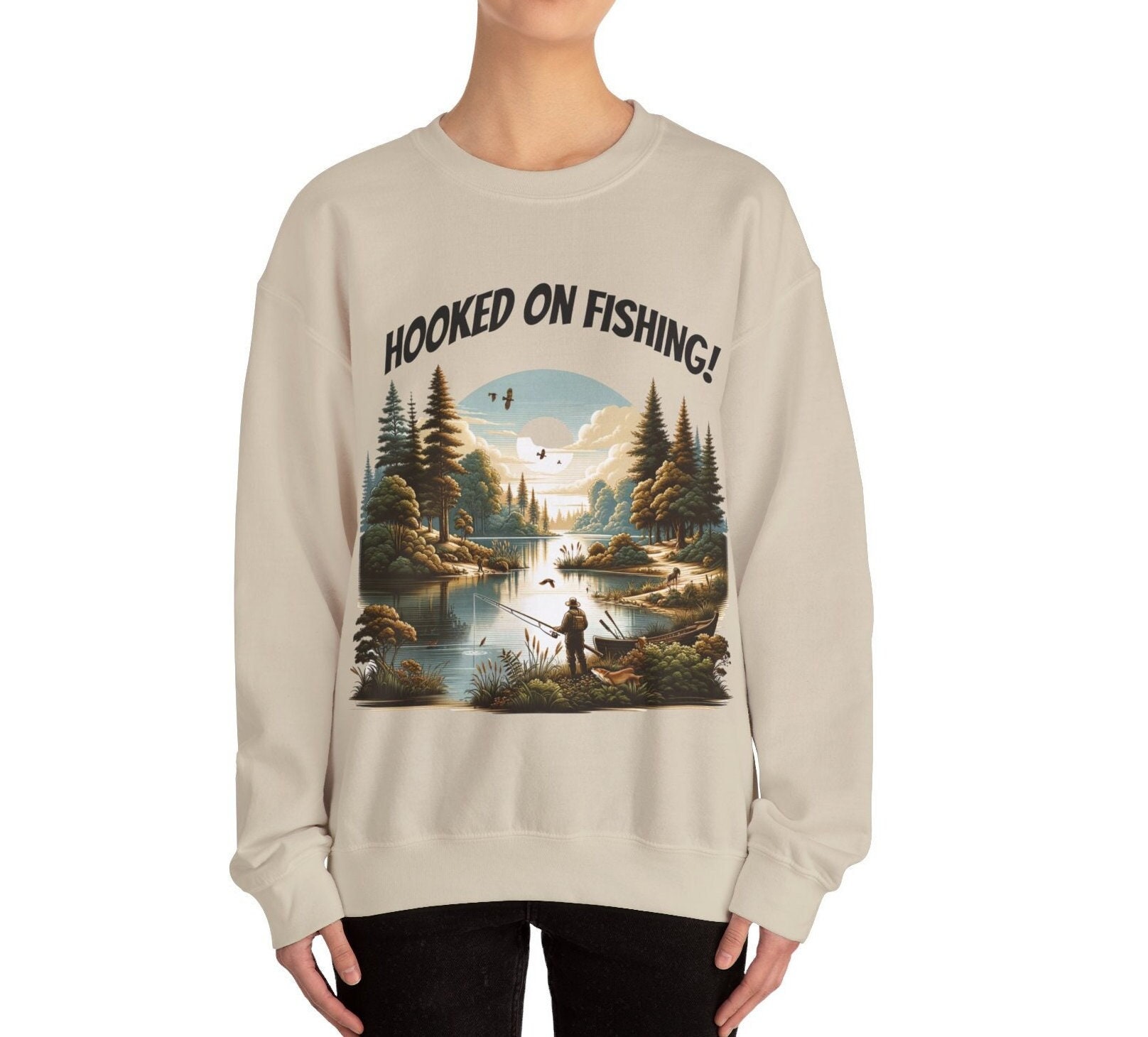 Fishing Sweatshirt: Hooked Design, Angler's Favorite, Vintage Inspired ...