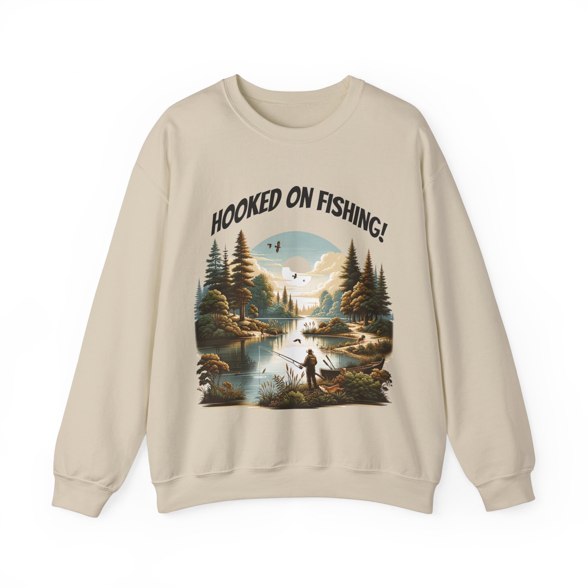 Fishing Sweatshirt: Hooked Design, Angler's Favorite, Vintage Inspired ...
