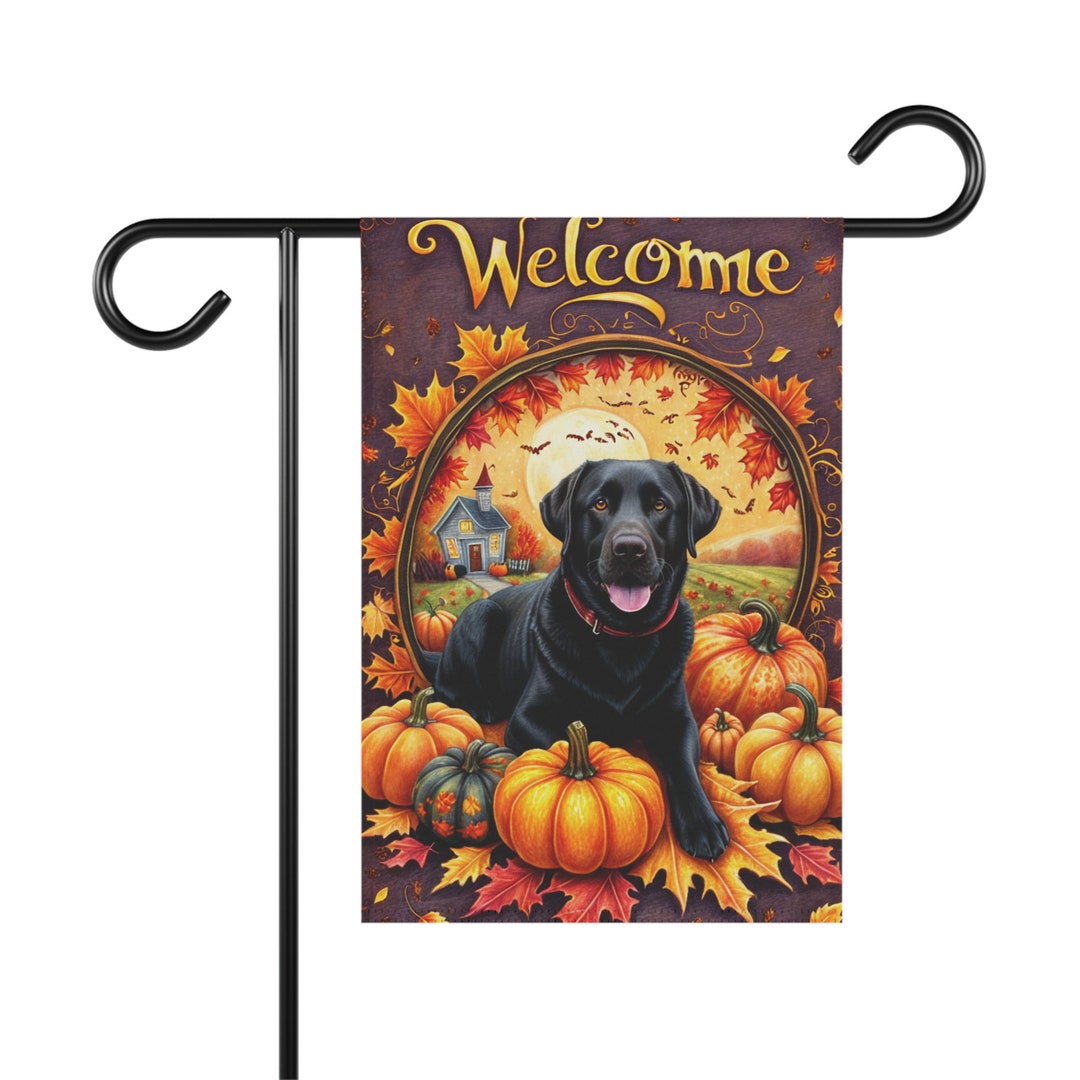 Garden Flag, Black Lab Welcome Sign, Outdoor Yard Decor, Dog Lover Gift ...