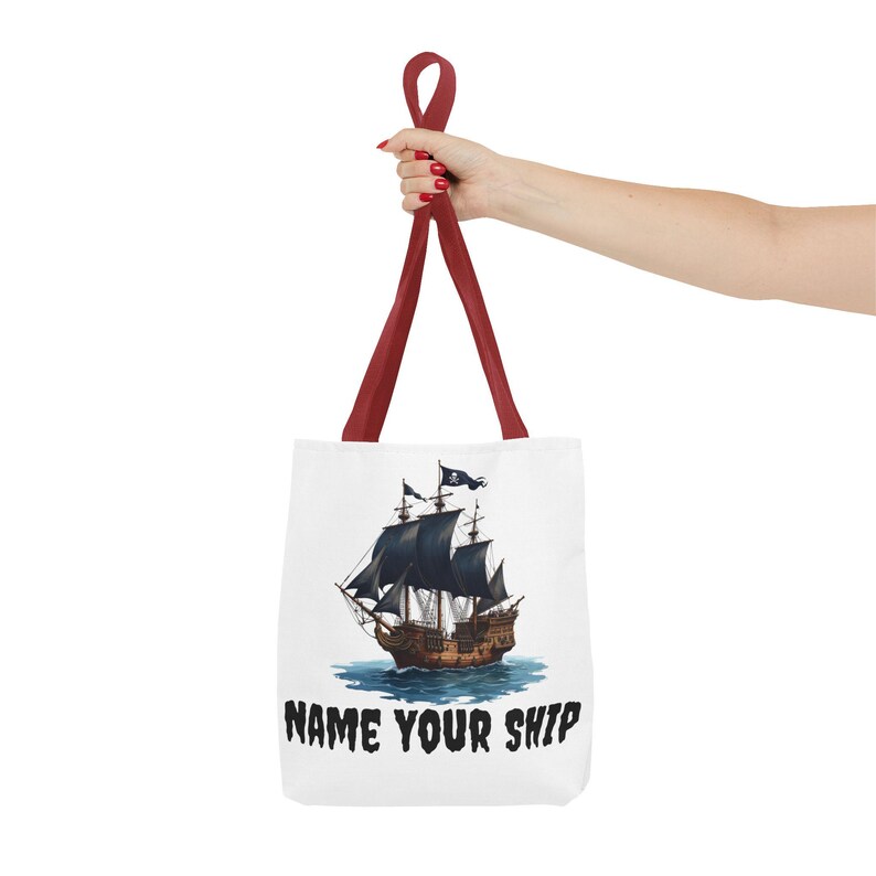 Personalized Pirate Ship Tote Bag, Custom Nautical Canvas Beach Tote ...