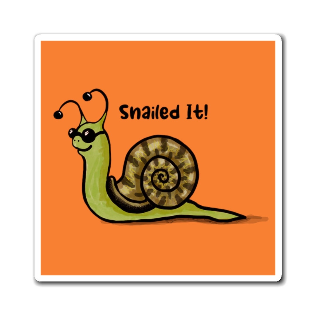 Snailed It Funny Snail Pun Vinyl Magnet, Animal Humor, Gift for Kids ...