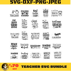 Teacher Svg Bundle, Teacher Quotes Svg Cut Files for Cricut, Digital ...
