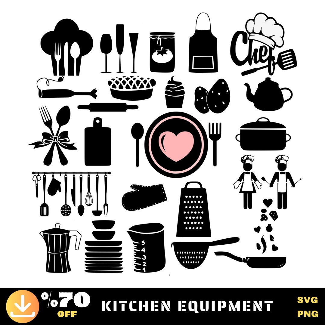 Kitchen Equipment Svg, Kitchen Utensil Svg,silhouette, Kitchen Tools ...