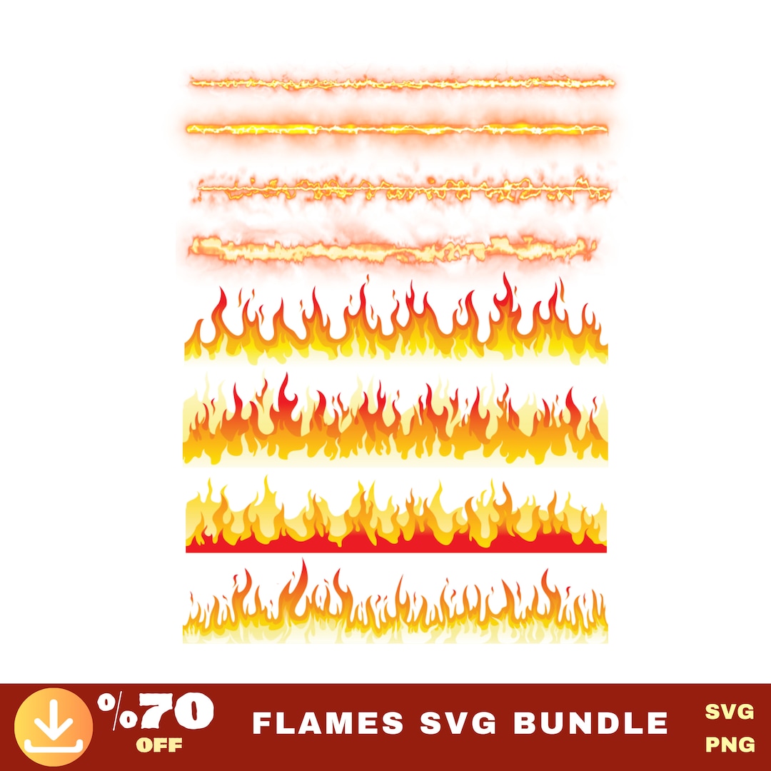 Flames Svg Bundle, Seamless Fire Flames Svg Cut Files for Cricut ...