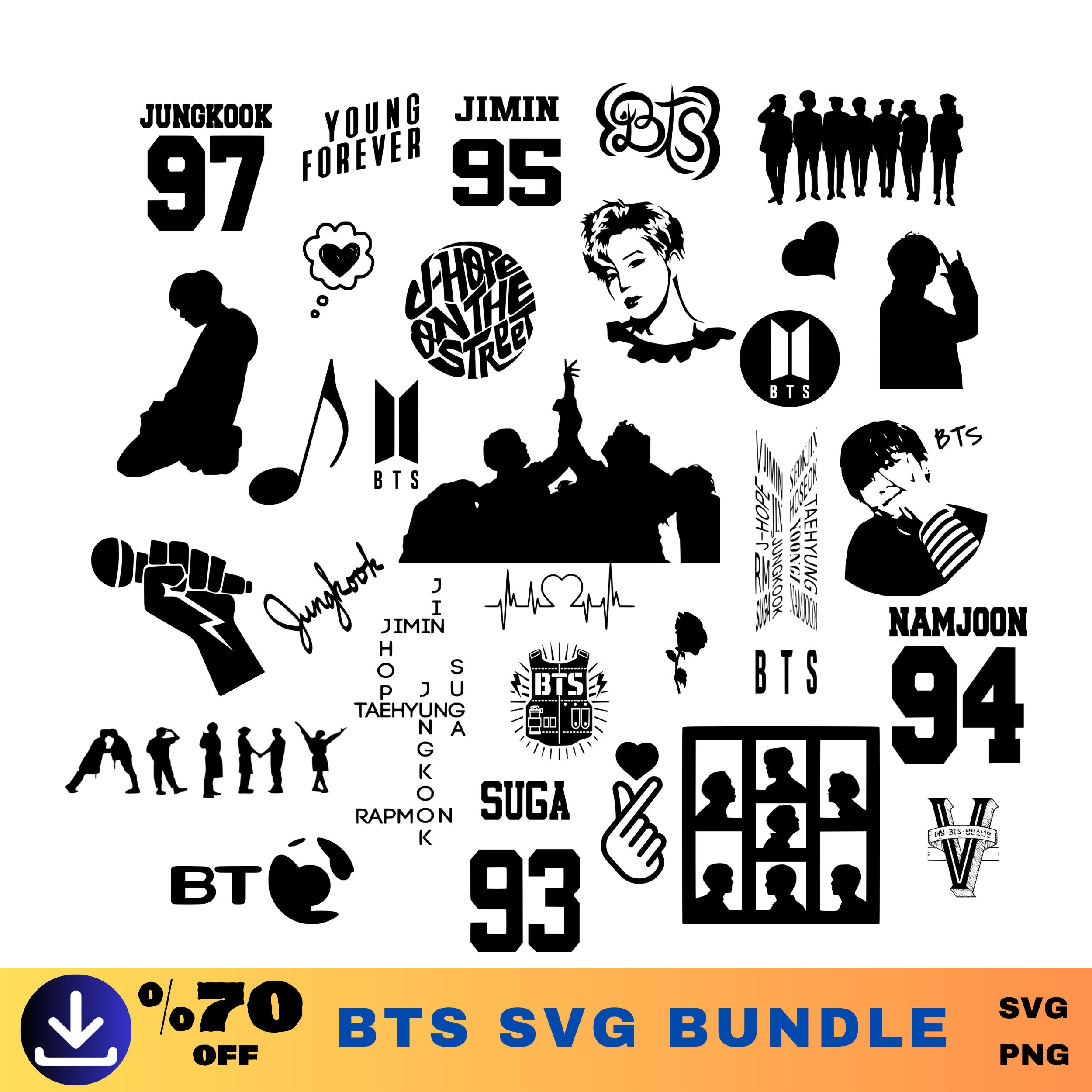 Bts SVG Bundle, Bts Army SVG for Cricut File, Dynamite SVG, Bts Jimin ...