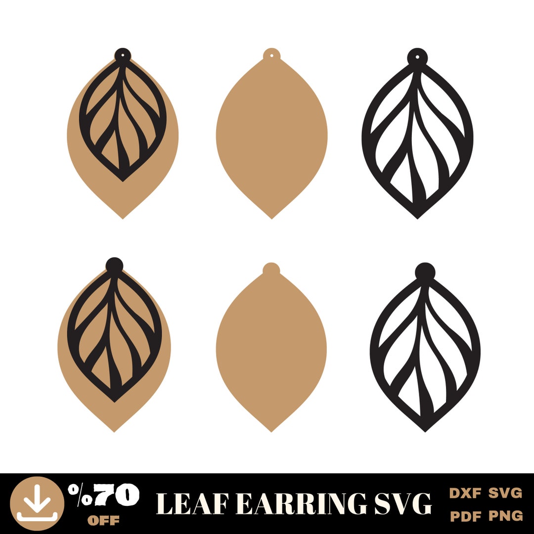Leaf Earring Svg Bundle, Faux Leather Earrings Template Svg Cut Files ...