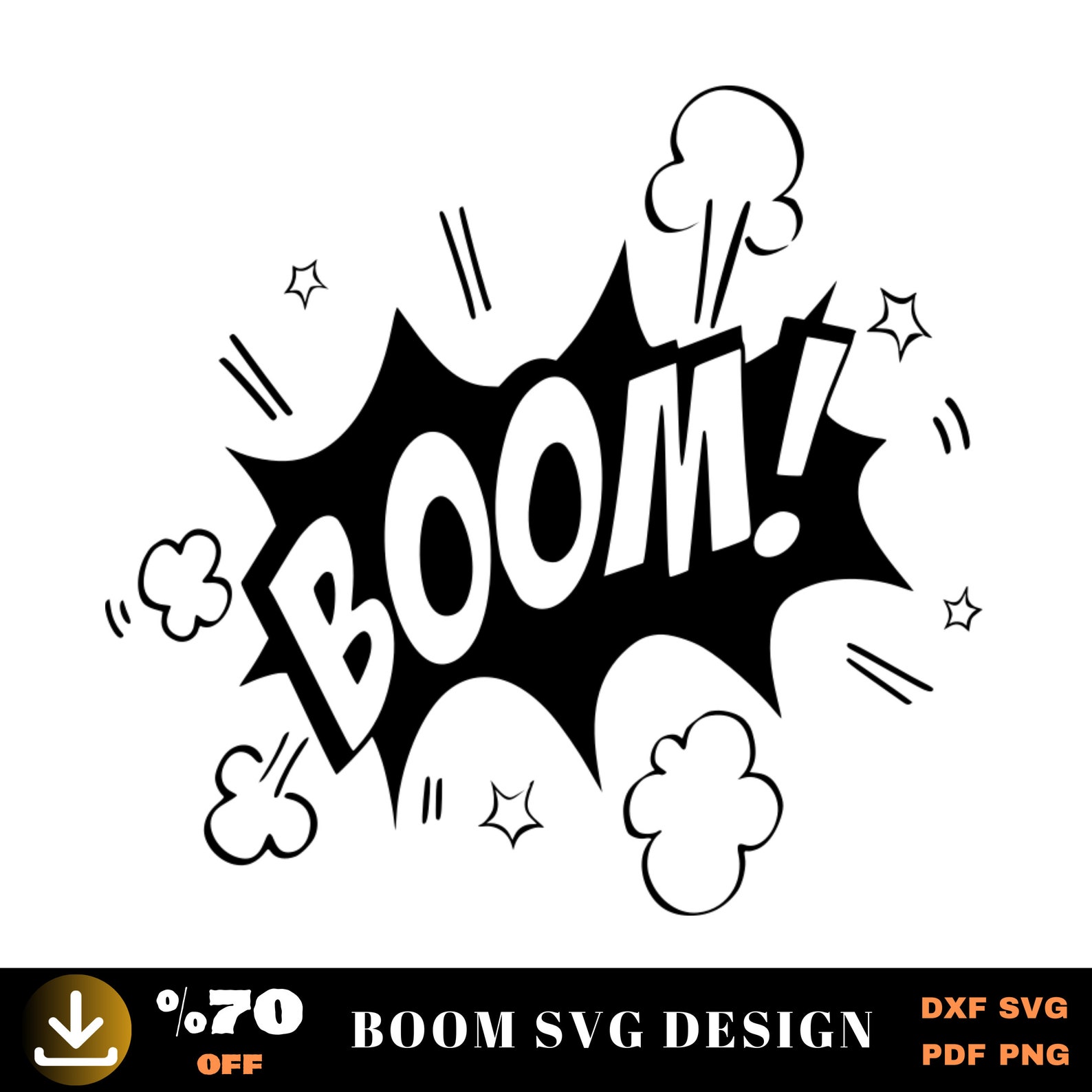 Boom Svg Cut Files for Cricut, Boom Clipart, Silhouette, Speech Balloon ...