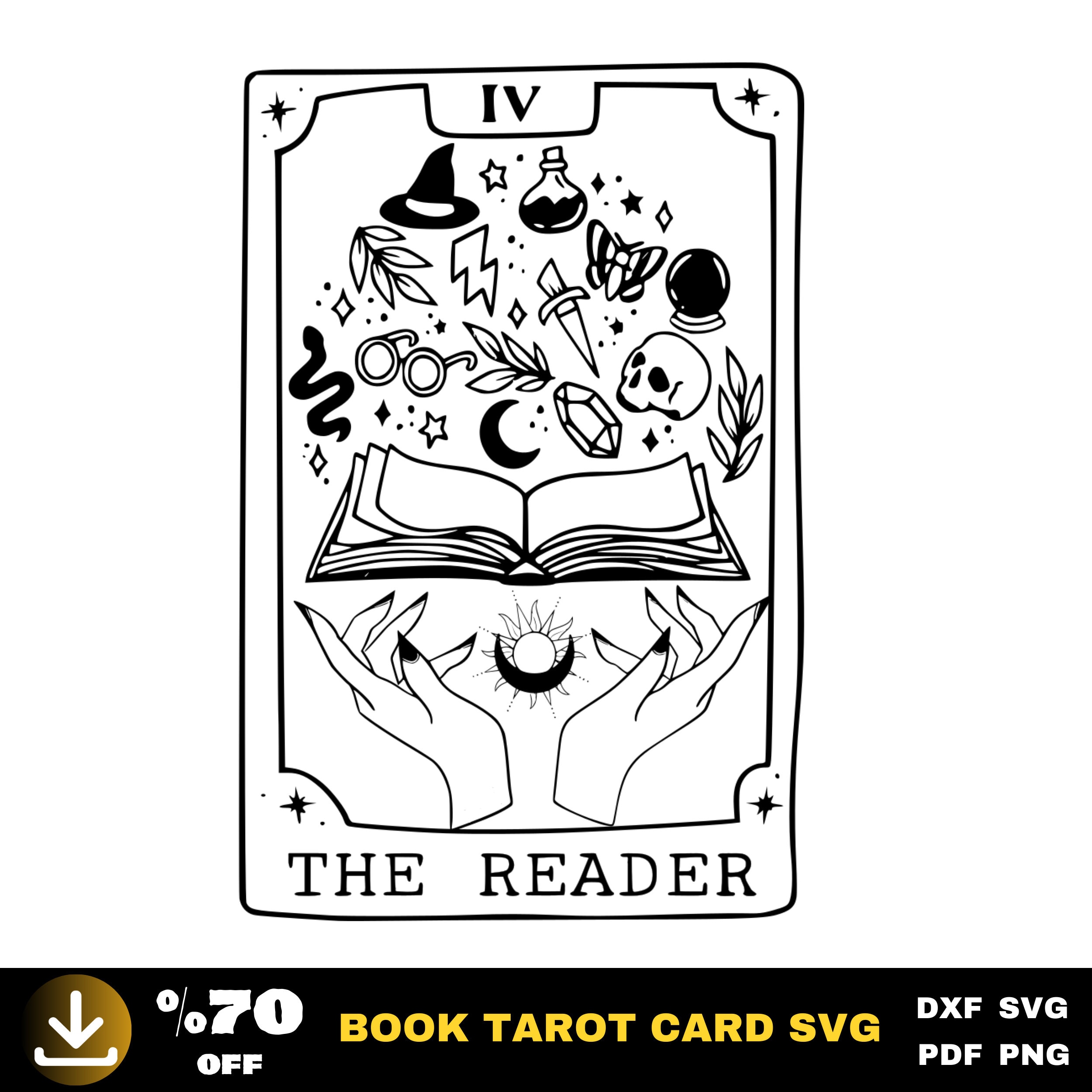Book Tarot Card Svg Book Lover Svg the Reader Tarot Card Svg Cut Files ...
