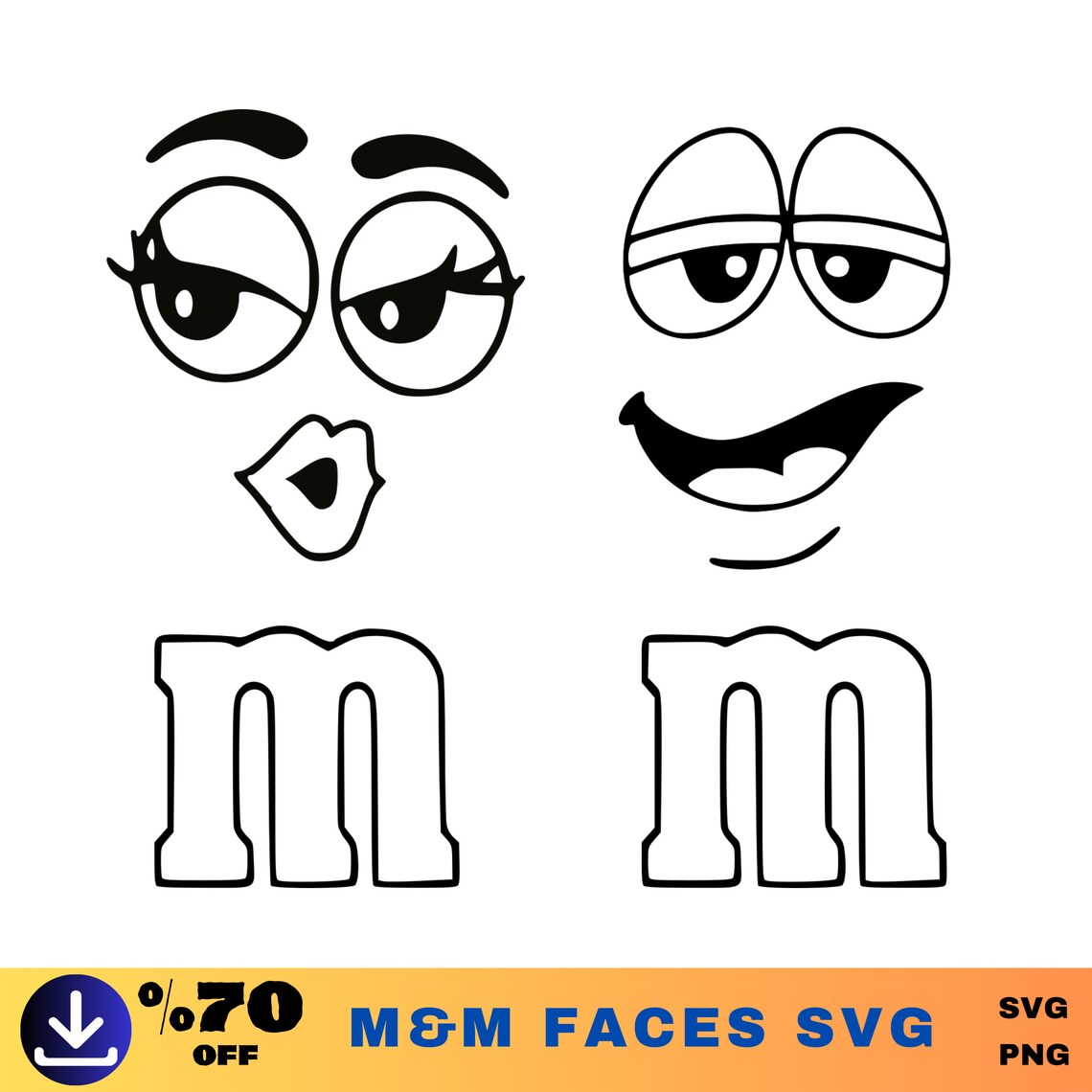 M&m's Faces Svg, M and M Svg Cut Files for Cricut, Transparet, Digital ...
