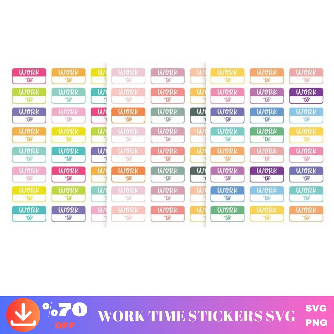 Work Time Sticker Three Colored Svg Bundles,work From Home,printable ...