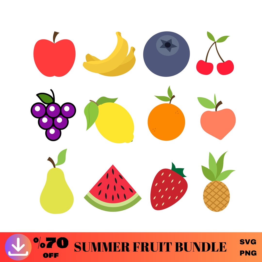 Summer Fruit Svg Bundle,fruits Svg Bundle Cut Files,digital Download ...