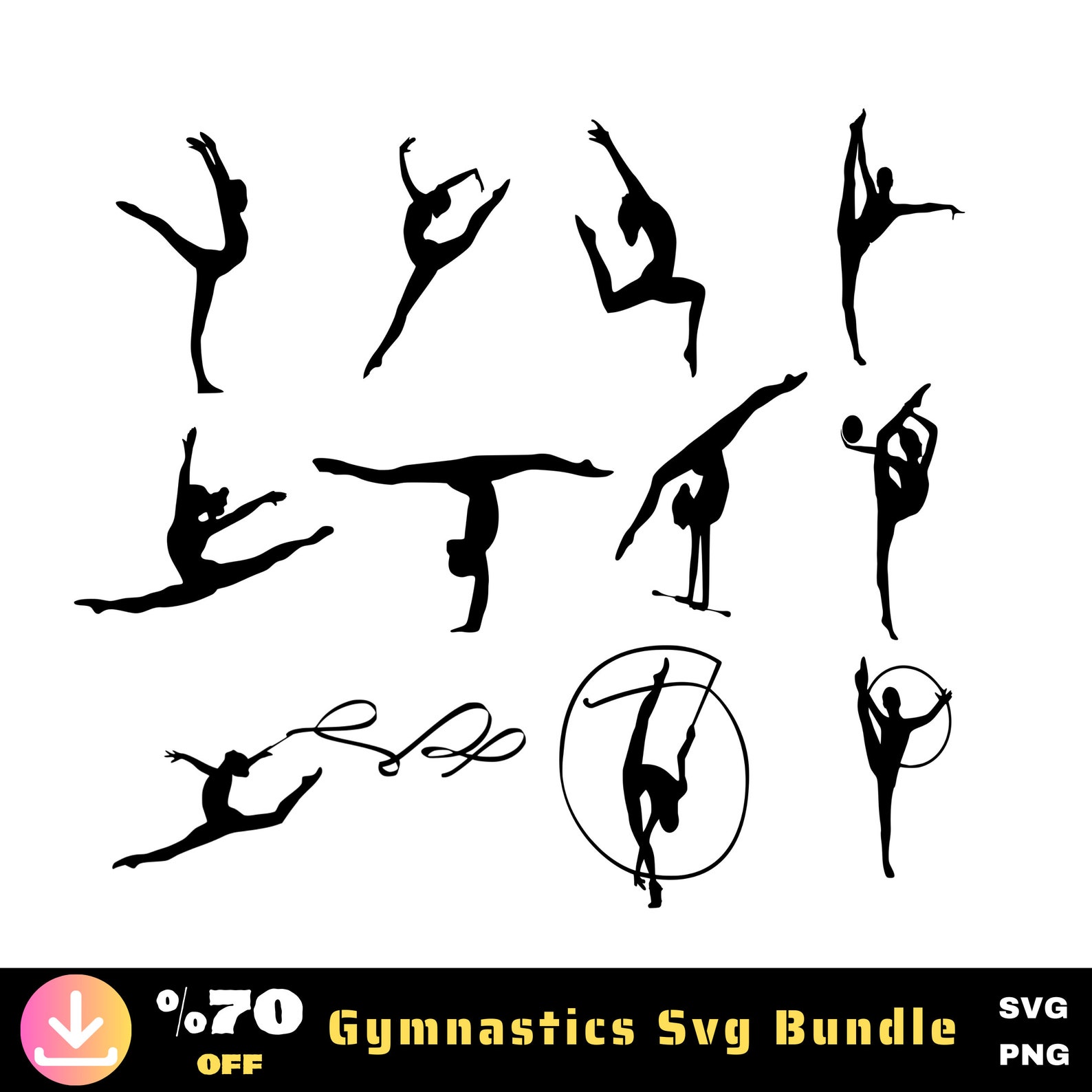 Gymnastics Svg Bundle, Cartwheel Svg File for Cricut, Silhouette Design ...
