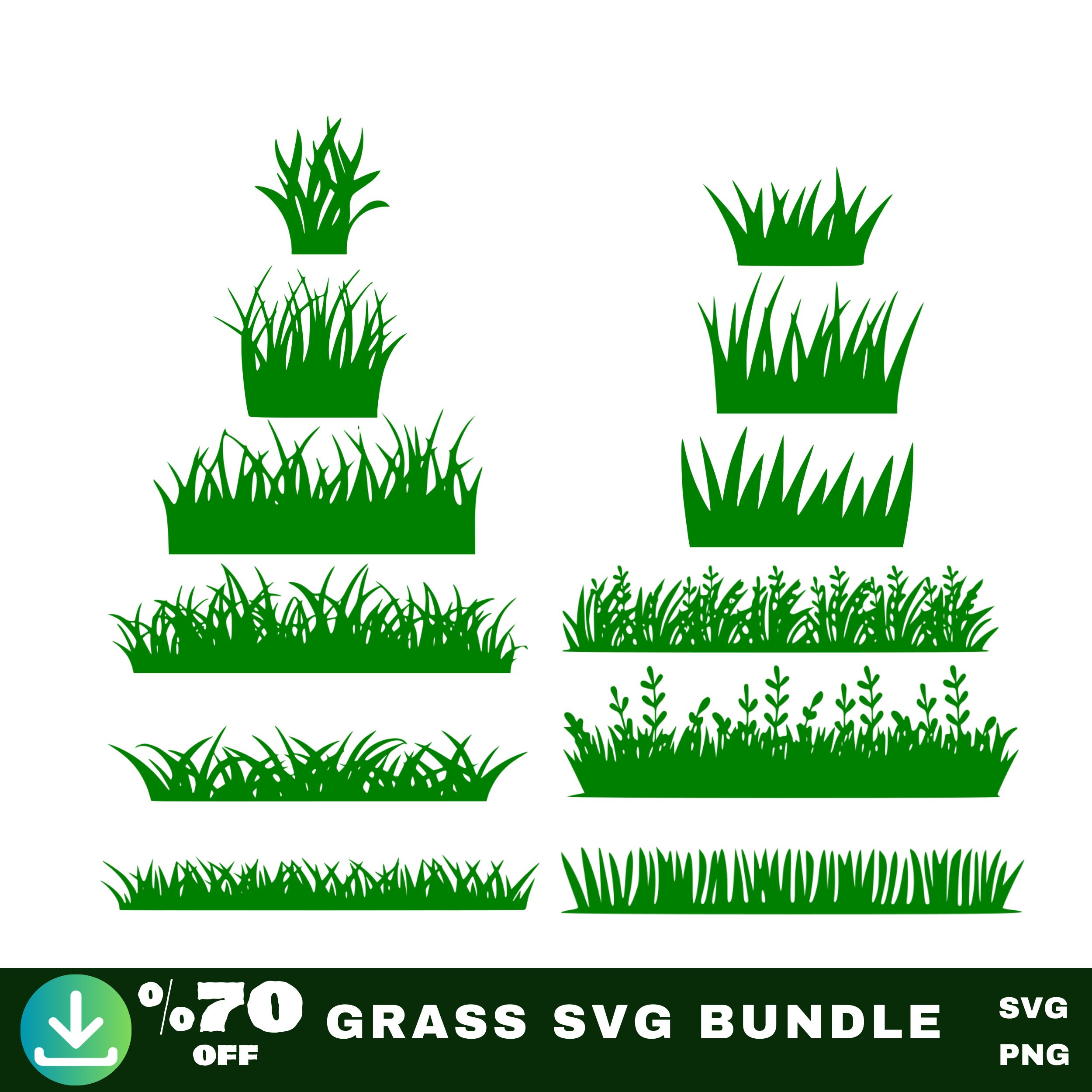 Grass Svg Bundle, Green Gras Svg Cut Files for Cricut, Grass Border Svg ...
