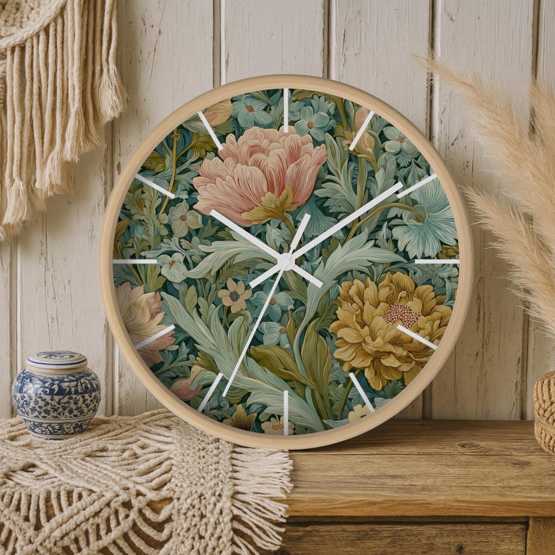 Vintage Floral Wall Clock, William Morris Wall Clock, Home Decor Clock ...