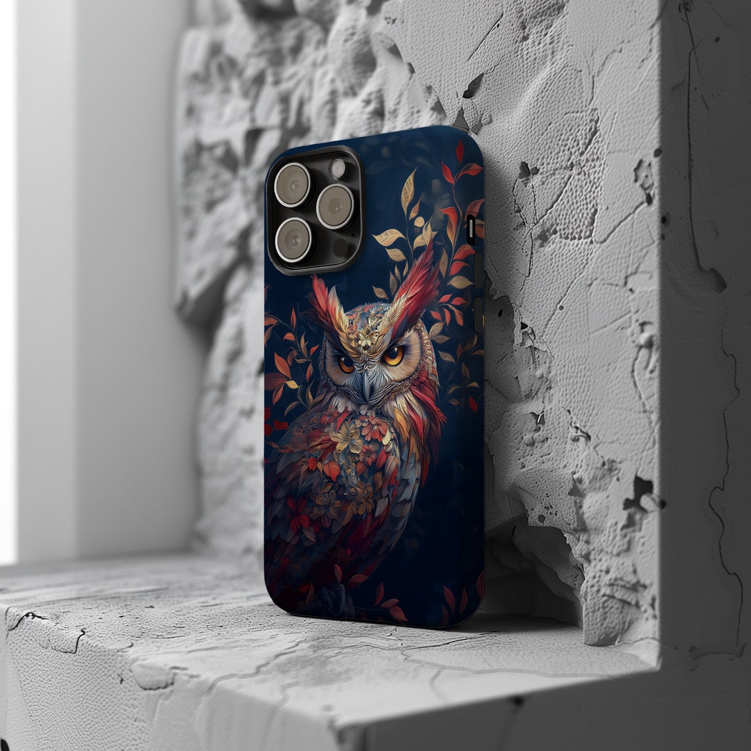 Intricate Night Owl & Leafs Dark Blue Tough Phone Case Cover | iPhone ...