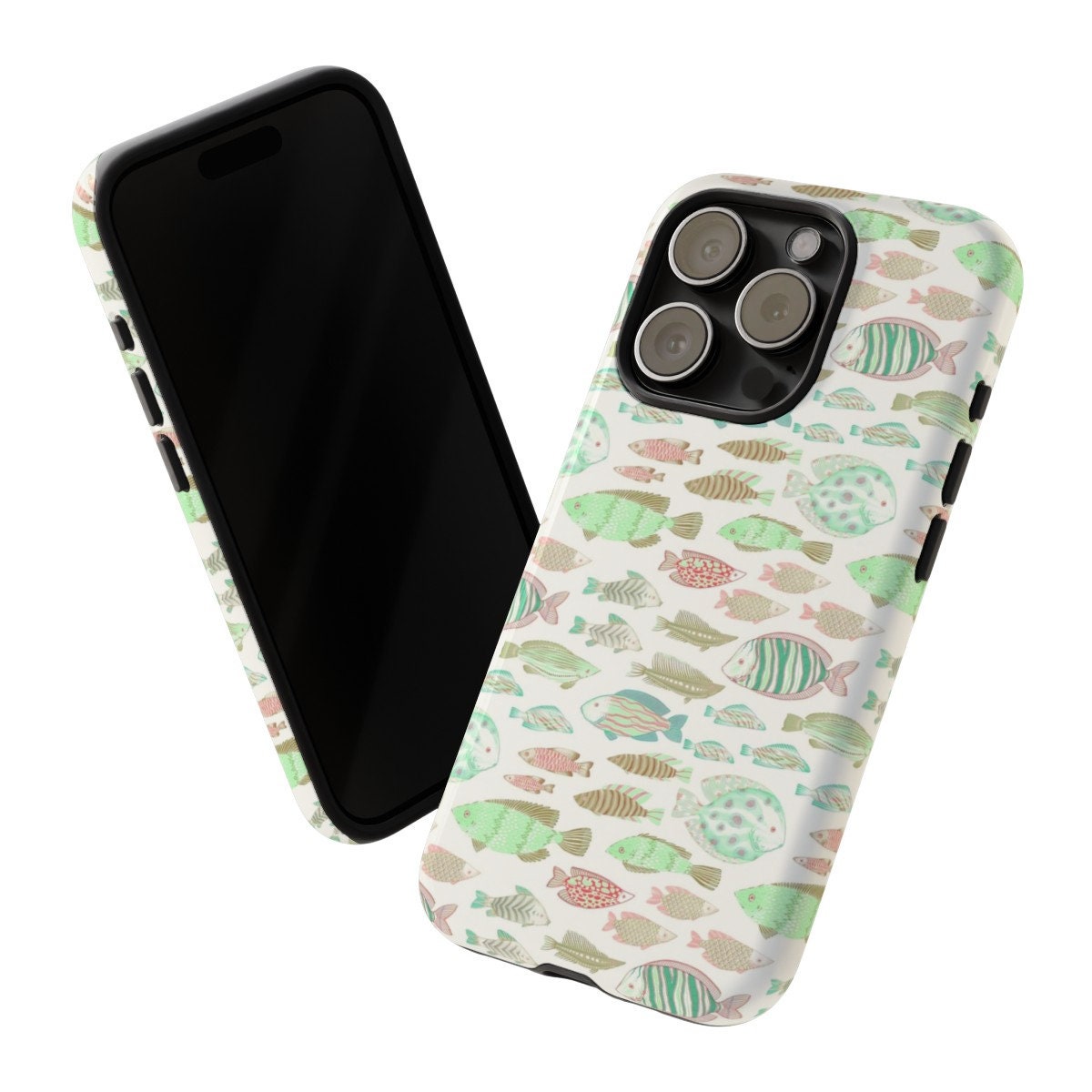 Coastal Summer Green Fish Pattern Tough Phone Case Cover | iPhone PRO ...