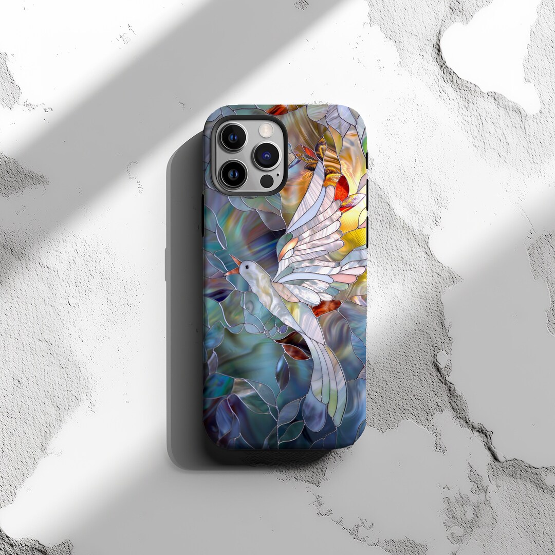 Stained Glass Dove Dazzling Stained Glass Tough Phone Case | iPhone PRO ...