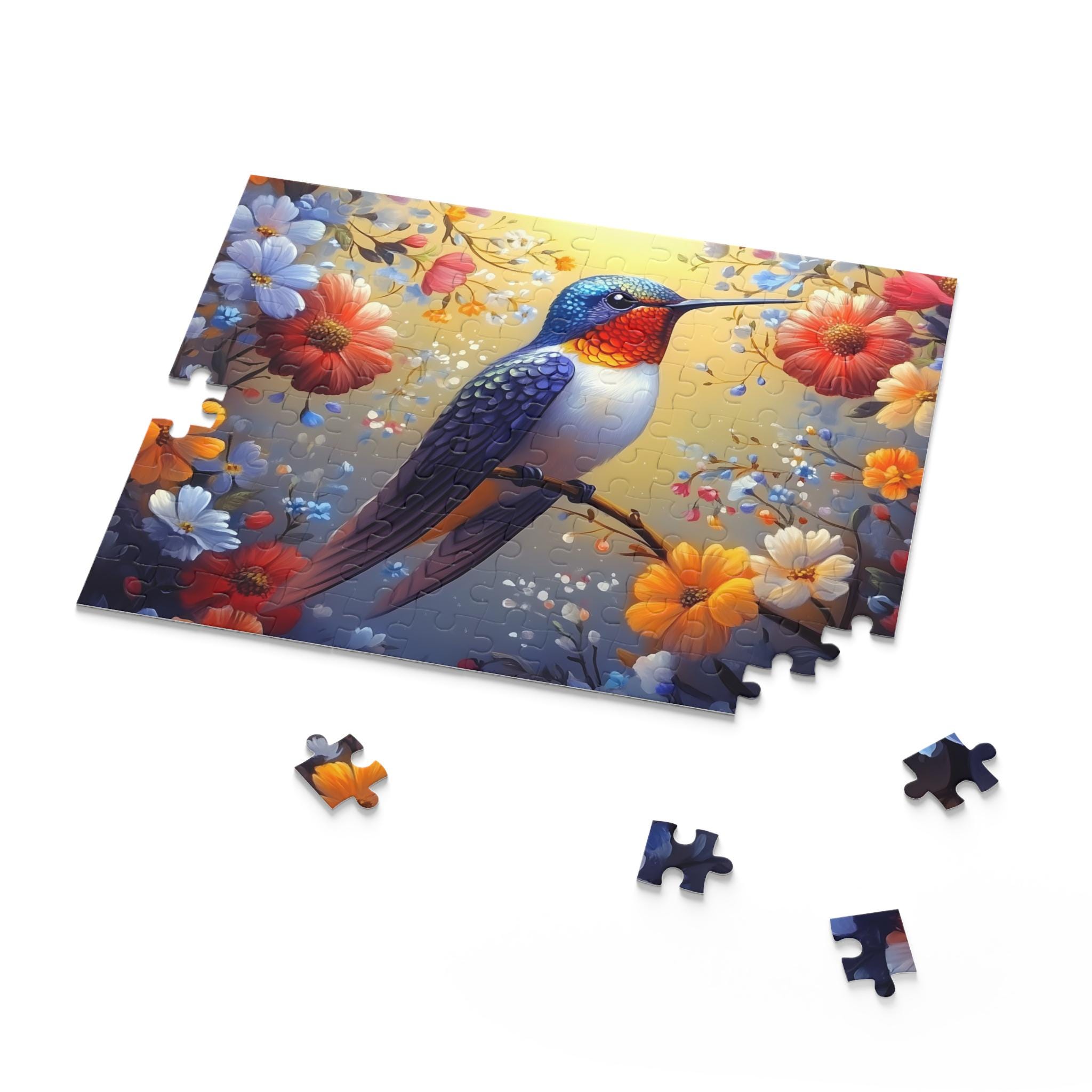 Jigsaw Puzzle, Hummingbird and Flowers Activity Puzzle, for Adults ...
