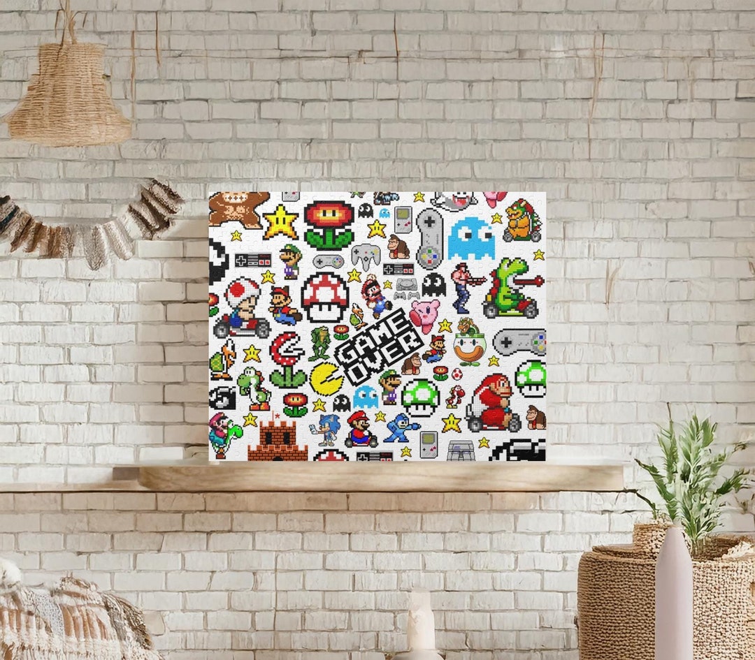 Arcade Game Puzzle / Retro Video Game Mario Puzzle / 8 Bit Character ...