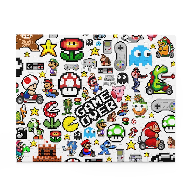 Arcade Gamer Puzzle / Retro Video Game Puzzel Puzzle / 8 Bit Character ...
