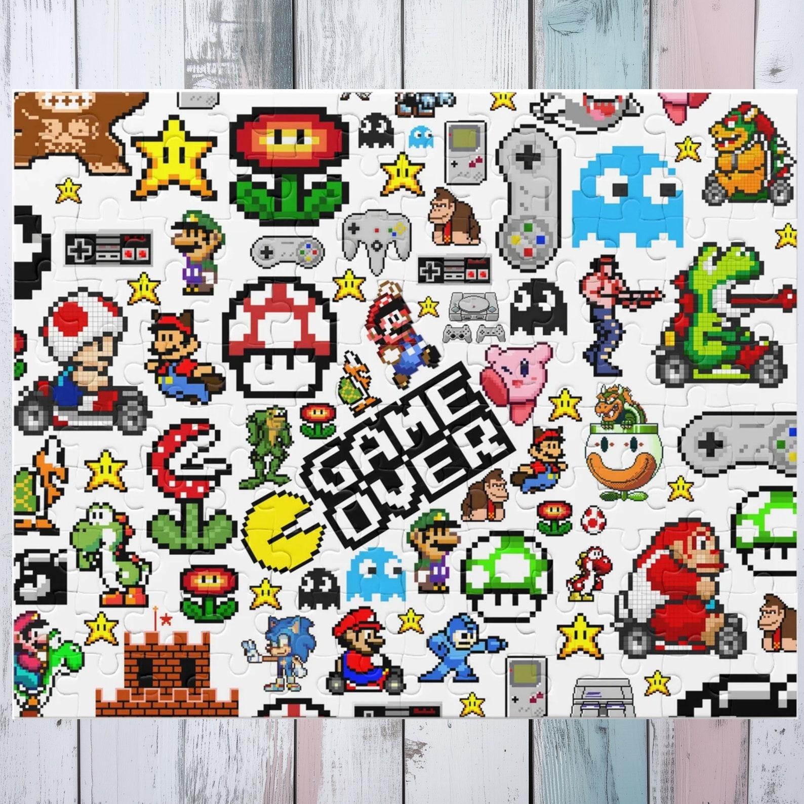 Arcade Gamer Puzzle / Retro Video Game Puzzel Puzzle / 8 Bit Character ...