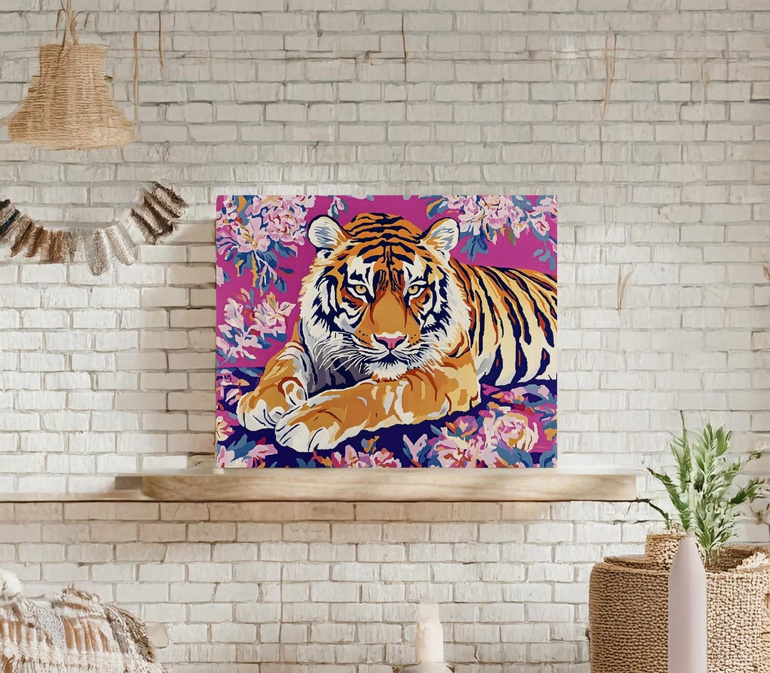 Exotic Tiger Puzzle Featuring Pink and Orange Colors - Adult & Kids ...