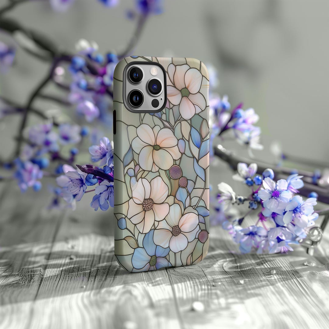 Pastel Flower Cluster Stained Glass Floral Tough Phone Case Cover ...