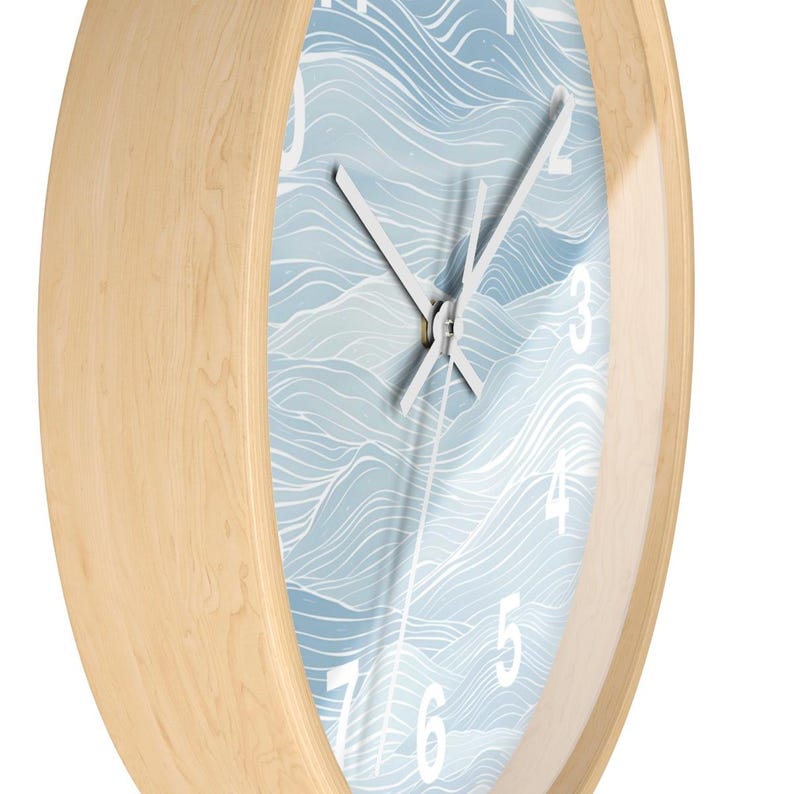 Serene Waves Wall Clock - Coastal Home Decor, Living Room Clock Accent ...