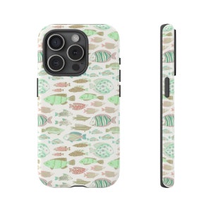 Coastal Summer Green Fish Pattern Tough Phone Case Cover | iPhone PRO ...