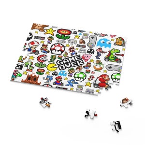 Arcade Game Puzzle / Retro Video Game Mario Puzzle / 8 Bit Character ...