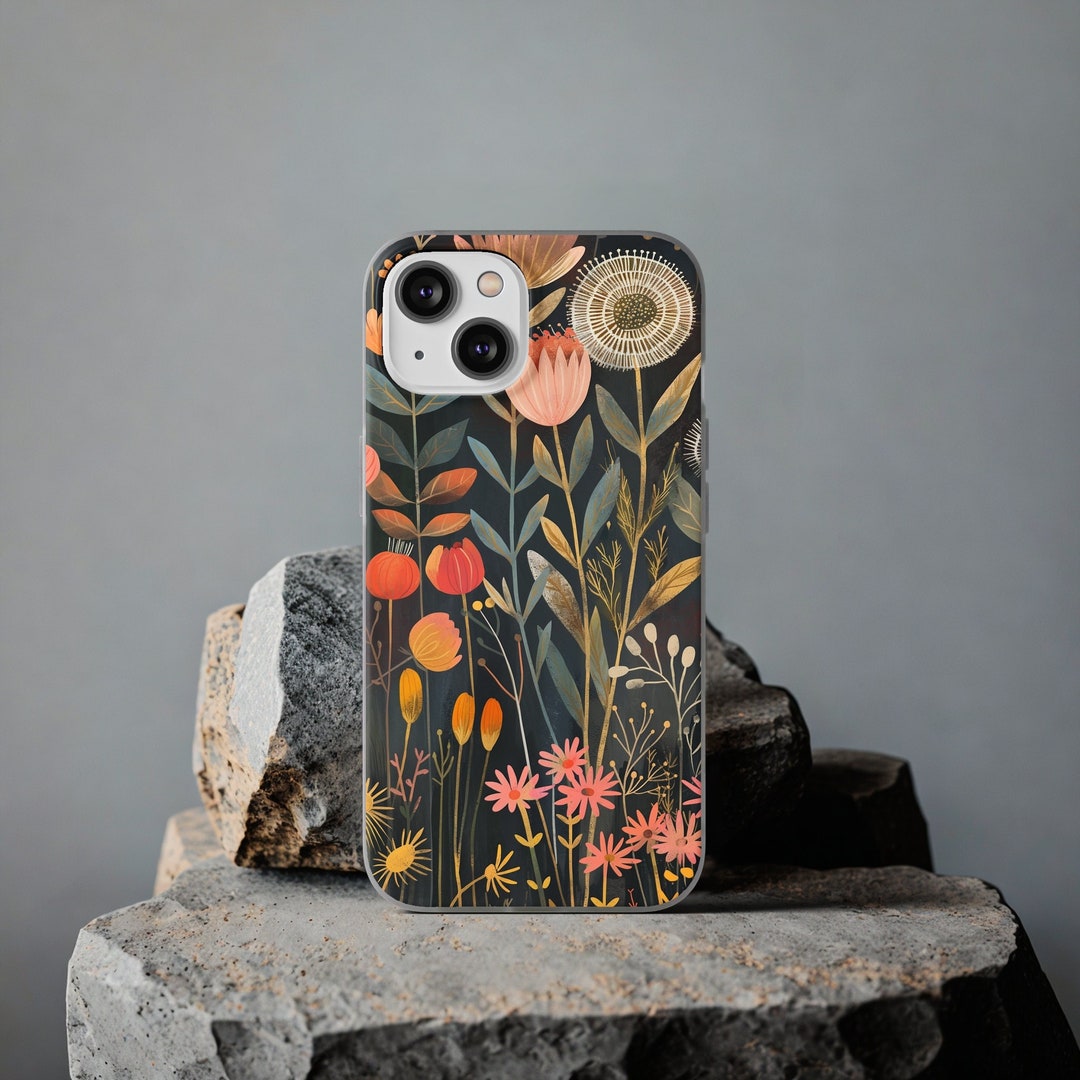 Floral Mid Century Modern Art Botanical Floral Flexible Phone Case ...