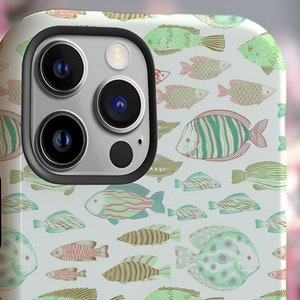 Coastal Summer Green Fish Pattern Tough Phone Case Cover | iPhone PRO ...