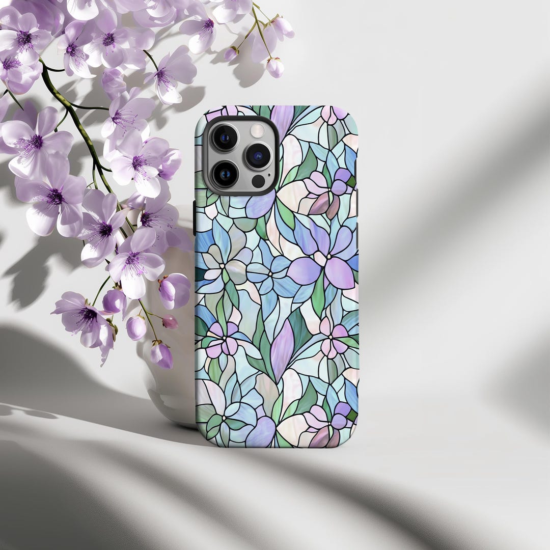 Flower Cluster Stained Glass Style Floral Tough Phone Case Cover ...