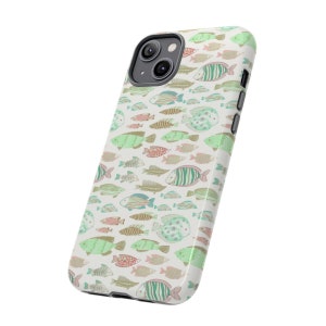 Coastal Summer Green Fish Pattern Tough Phone Case Cover | iPhone PRO ...