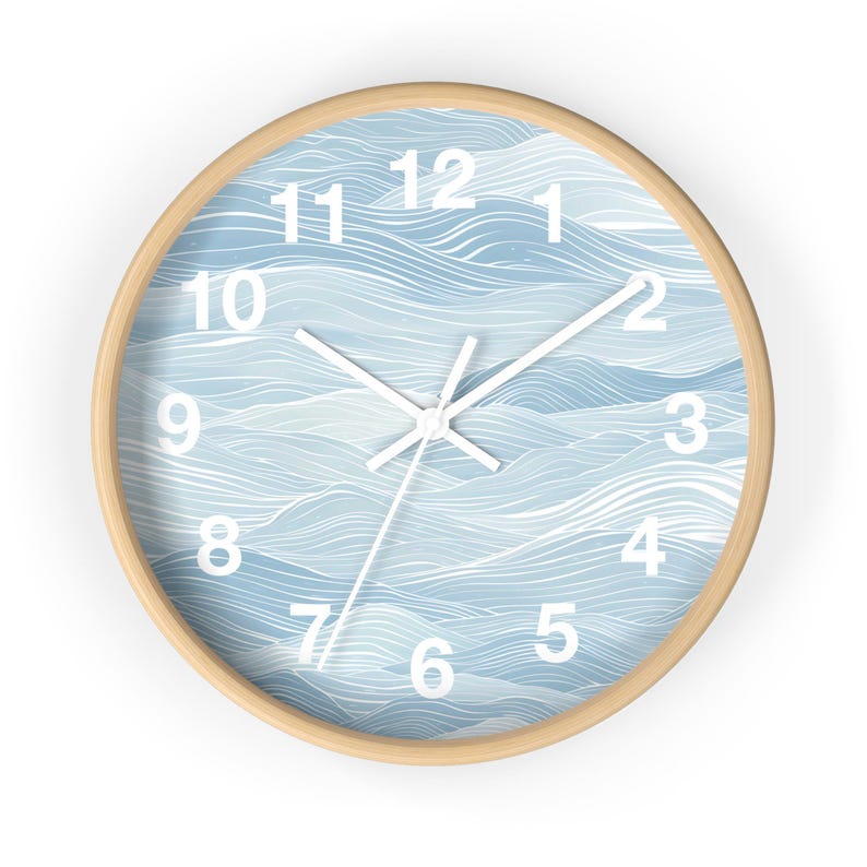 Serene Waves Wall Clock - Coastal Home Decor, Living Room Clock Accent ...