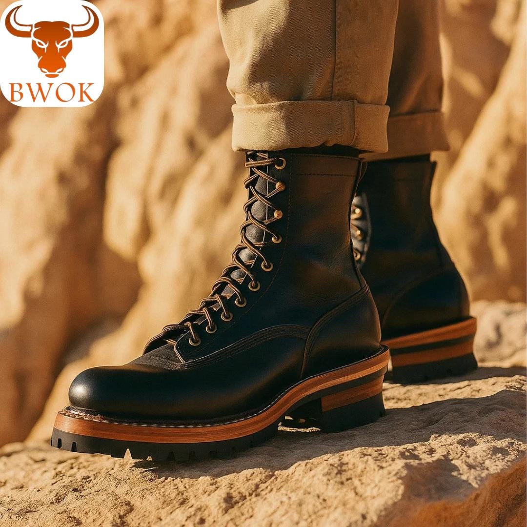 Handmade Leather Boots Smoke Jumper Rigger Commando Boots Work Boots ...