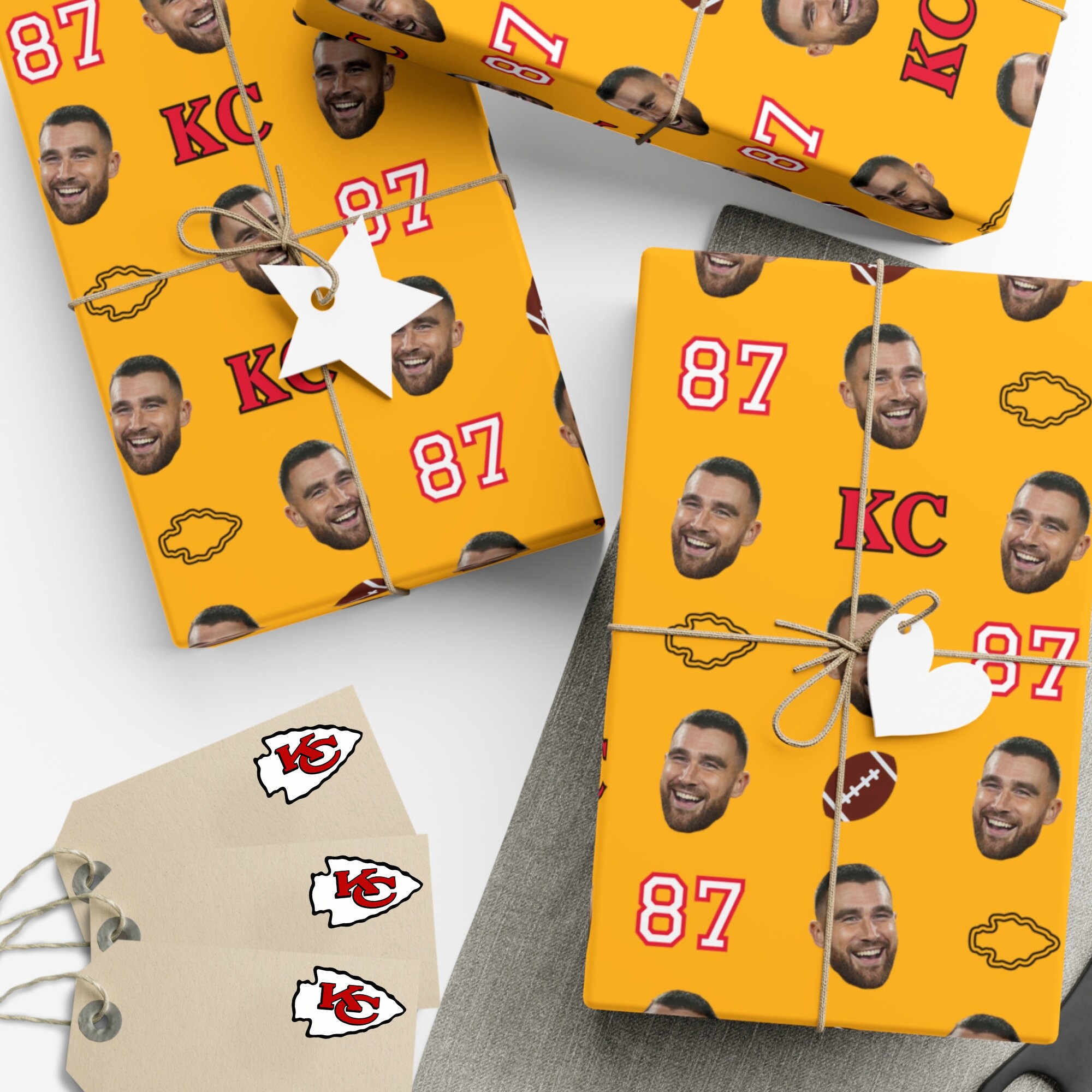 Kansas City Chiefs Wrapping Paper, Travis Kelce Jersey Wrapping Paper ...