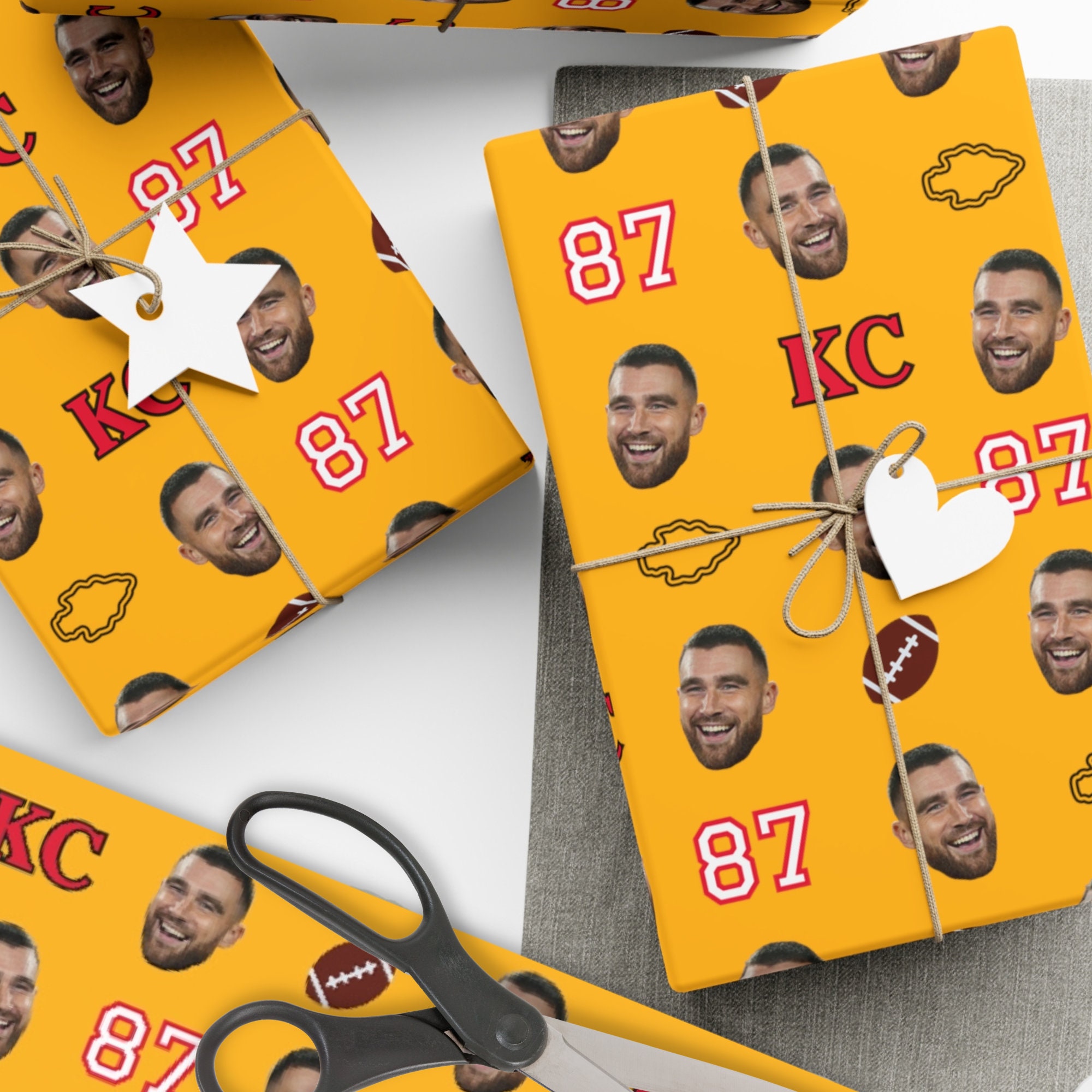 Kansas City Chiefs Wrapping Paper, Travis Kelce Jersey Wrapping Paper ...