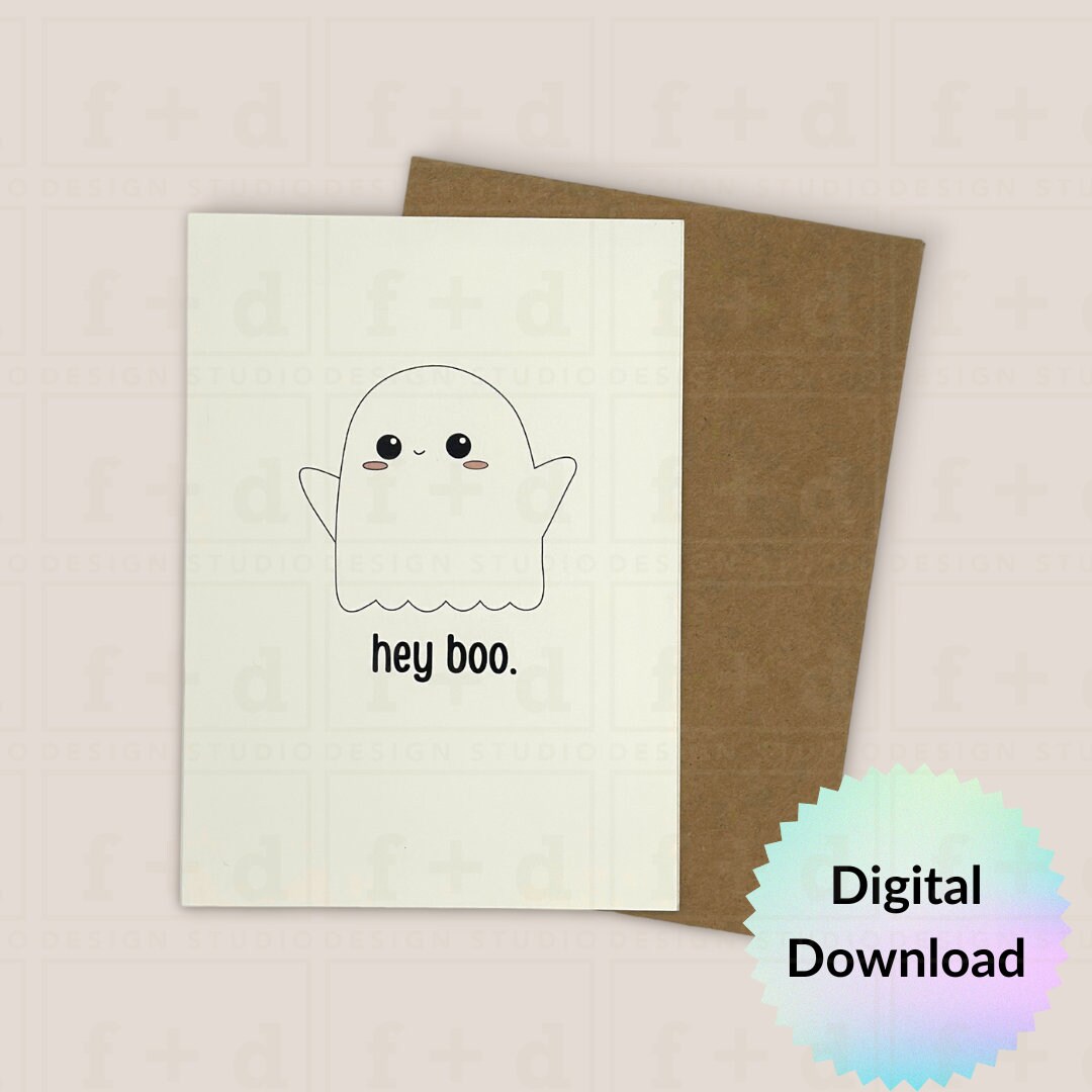 Hey Boo Printable Greeting Card for Him Her-just Because Minimalist ...