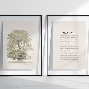 Psalm 1 He Shall Be Like a Tree Bible Verse Wall Art Poster/canvas, Set ...