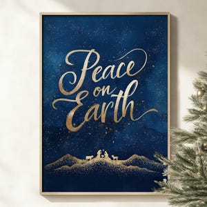 Peace on Earth Christmas Bible Verse Wall Art Poster/canvas, Christian ...